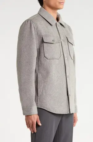 Nordstrom Wool Blend Shirt Jacket - Grey Heather