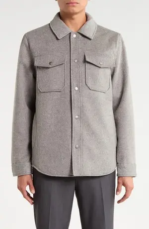 Nordstrom Wool Blend Shirt Jacket - Grey Heather