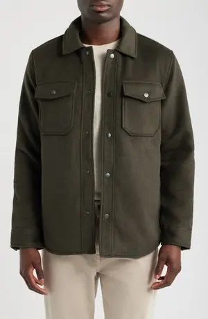 Nordstrom Wool Blend Shirt Jacket Olive Night