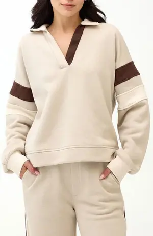 THREADS 4 THOUGHT Lourdes Colorblock Fleece Sweatshirt - Oatmeal/tapioca