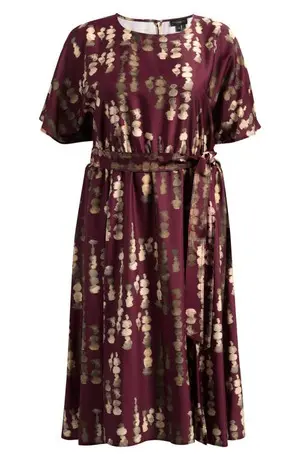 Donna Karan New York Print Stretch Satin Midi Dress