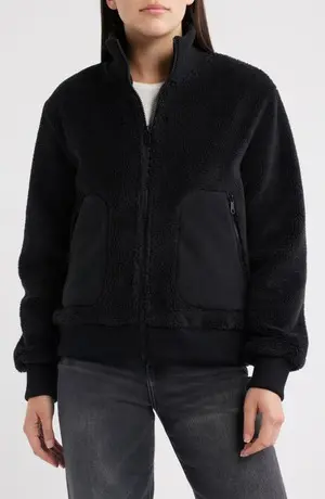 Bernardo Fleece Bomber Jacket - Black