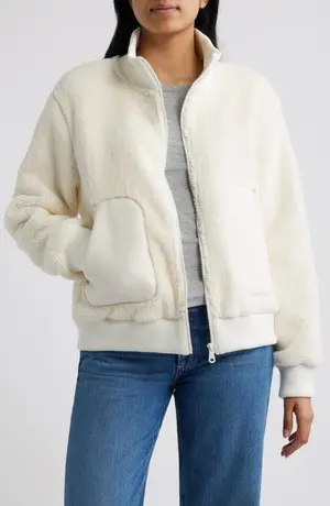 Bernardo Fleece Bomber Jacket - Cream