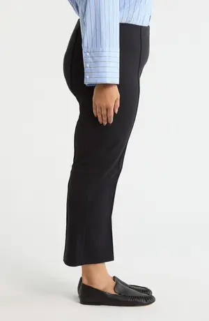 Caslon Pintuck Stretch Cotton Crop Flare Leg Pants