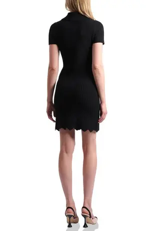 Avec Les Filles Rib Knit Polo Minidress