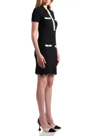 Avec Les Filles Rib Knit Polo Minidress