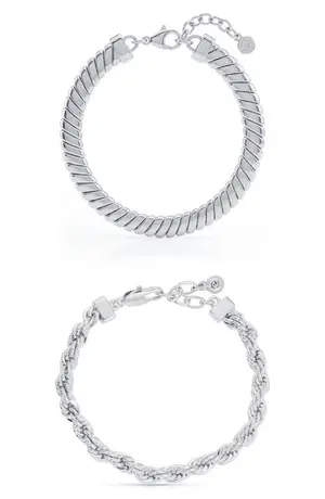 Ettika Set Of 2 Twisted Bracelets Silver