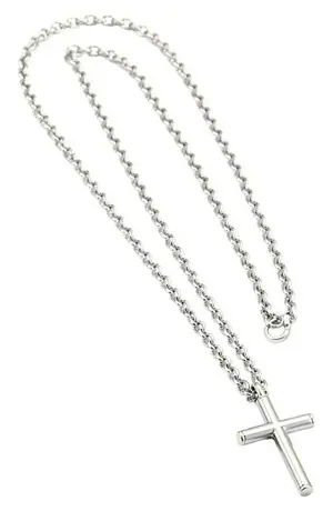Argento Vivo Cross Pendant Necklace - Silver