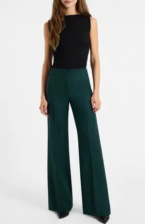 Santorelli Camila Wide Leg Trousers In Stretch Twill