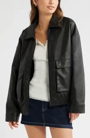 Bp. Relaxed Faux Leather Jacket - Black