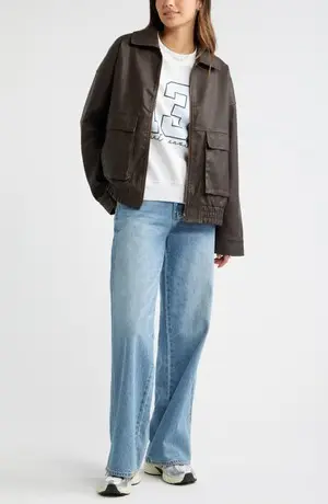 Bp. Relaxed Faux Leather Jacket - Brown