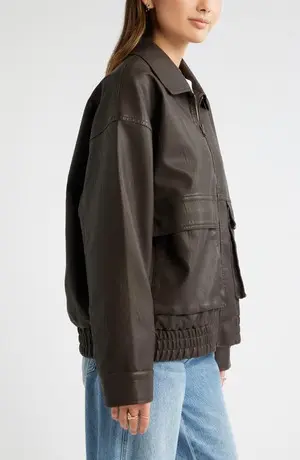 Bp. Relaxed Faux Leather Jacket - Brown