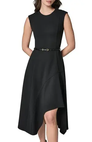 Donna Karan New York Belted Stretch Dress - Black