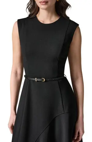 Donna Karan New York Belted Stretch Dress - Black