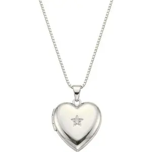 Argento Vivo Heart Locket Pendant Necklace - Silver