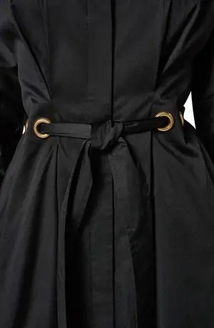 Donna Karan New York Drawstring Waist Stretch Cotton Midi Shirtdress