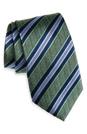Nordstrom Nordstrom Stripe Silk Jacquard Neck Tie Green