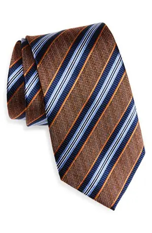 Nordstrom Nordstrom Stripe Silk Jacquard Neck Tie Orange