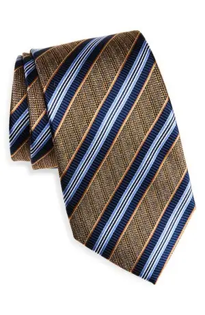 Nordstrom Nordstrom Stripe Silk Jacquard Neck Tie Yellow