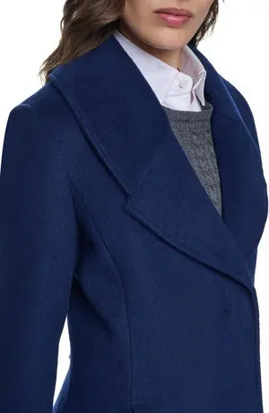 Cole Haan Oversize Collar Wool Blend Coat - Ink
