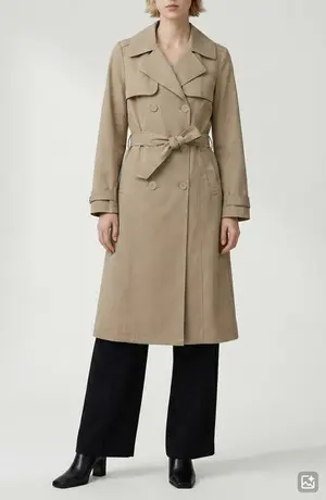 NOIZE Evelin Tie Waist Water Repellent Coat - Sand