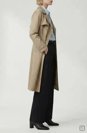 NOIZE Evelin Tie Waist Water Repellent Coat - Sand