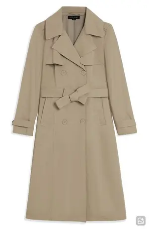 NOIZE Evelin Tie Waist Water Repellent Coat - Sand