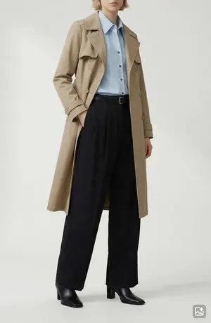 NOIZE Evelin Tie Waist Water Repellent Coat - Sand