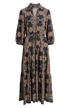 Julia Jordan Mixed Paisley Long Sleeve Shirtdress