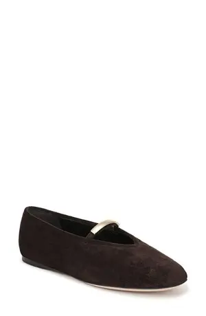 FAVORITE DAUGHTER Maddie Mary Jane Ballet Flat Coffee Suede