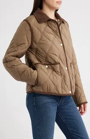 Bernardo Corduroy Trim Quilted Barn Jacket