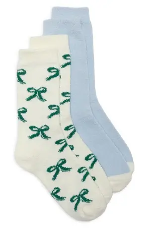 Nordstrom Nordstrom Assorted Pack Cozy Crew Socks Bow- Blue