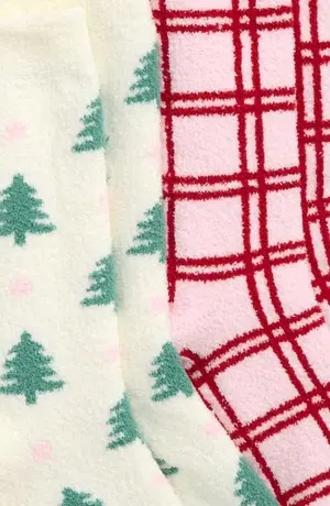 Nordstrom Assorted Pack Cozy Crew Socks - Tree Dot- Plaid