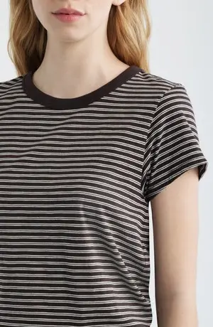 Rag & Bone The Stripe Organic Pima Cotton Slub T-shirt - Chocolate Multi