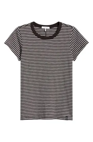 Rag & Bone The Stripe Organic Pima Cotton Slub T-shirt - Chocolate Multi