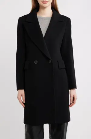 Fleurette Cara Loro Piana Cashmere & Wool Peak Lapel Coat - Black