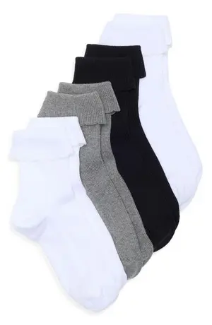 Nordstrom Assorted 4-pack Turn Cuff Ankle Socks - White Multi Pack