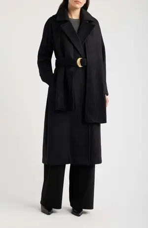 Donna Karan New York Belted Scarf Coat - Black
