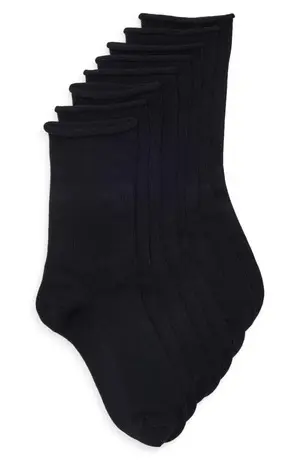 Nordstrom Assorted 4-pack Roll Top Crew Socks - Black
