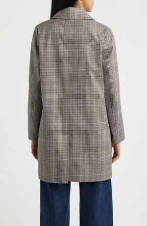 Sam Edelman Fly Front Longline Rain Jacket - Check