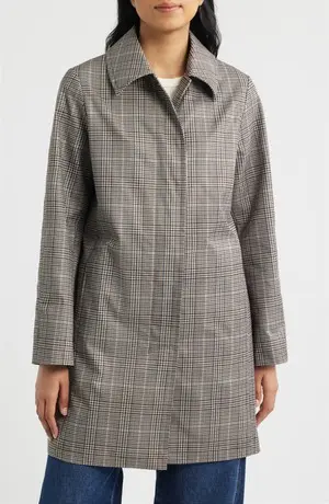 Sam Edelman Fly Front Longline Rain Jacket - Check