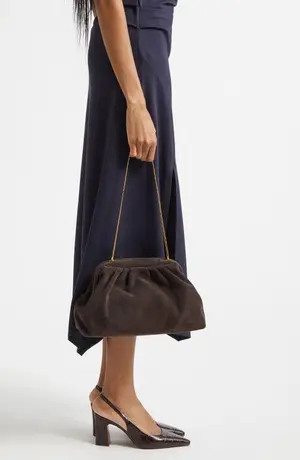 REISS Large Mia Suede Frame Clutch