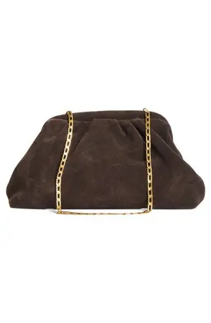 REISS Large Mia Suede Frame Clutch