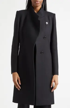 REISS Max Wrapover Wool Blend Coat - Black