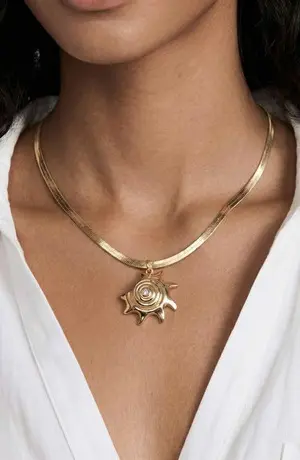 Ettika 18k -plated Conch Shell Pendant Necklace With Crystal Accent