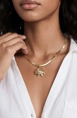 Ettika 18k -plated Conch Shell Pendant Necklace With Crystal Accent