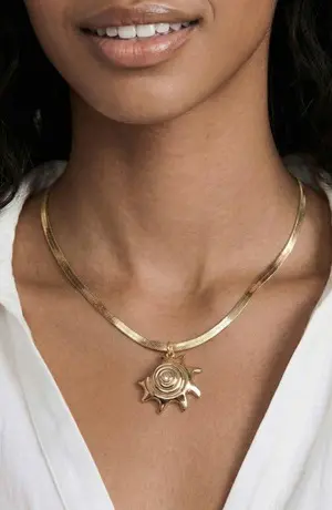 Ettika 18k -plated Conch Shell Pendant Necklace With Crystal Accent