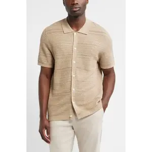 Nordstrom Short Sleeve Ribbed Cardigan - Camel