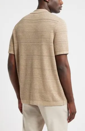 Nordstrom Short Sleeve Ribbed Cardigan - Camel