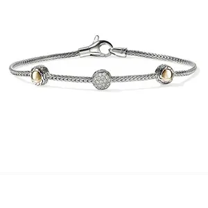 John Hardy Essential Station Bracelet With Diamonds - Silver Gold Diamond